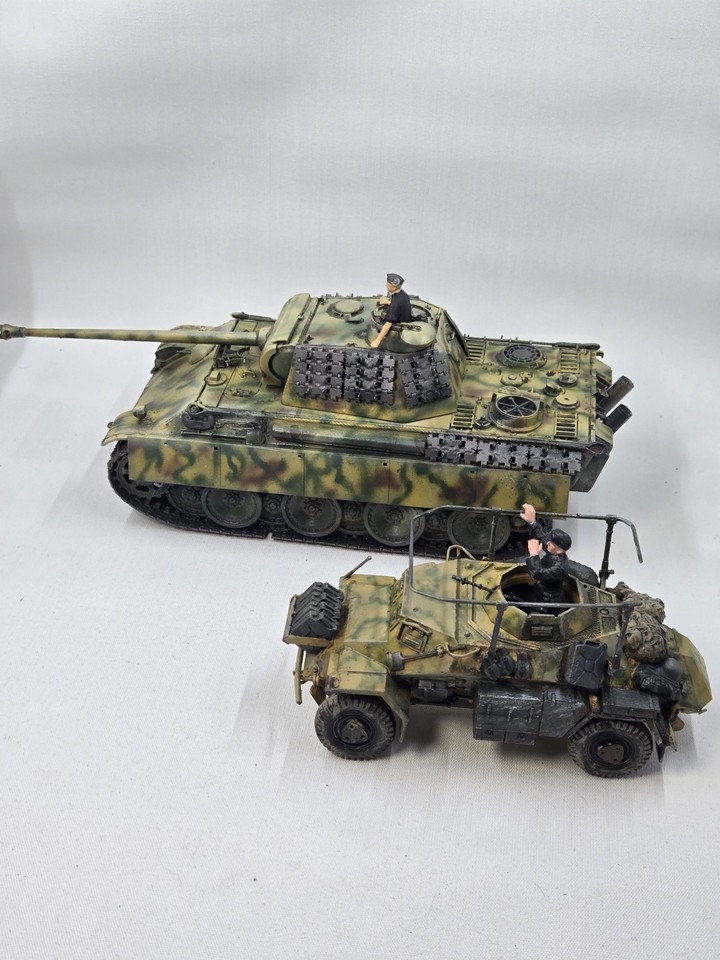 1/35 Built Panther Ausf. G + Sd.Kfz. 222 Scout Car WWII German Bundle ...