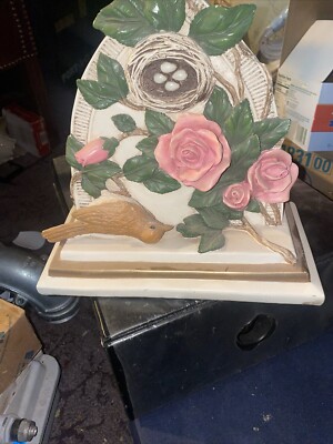 Vintage Wall Shelf Roses Bird Nest & Eggs Resin Cottage French Country ...