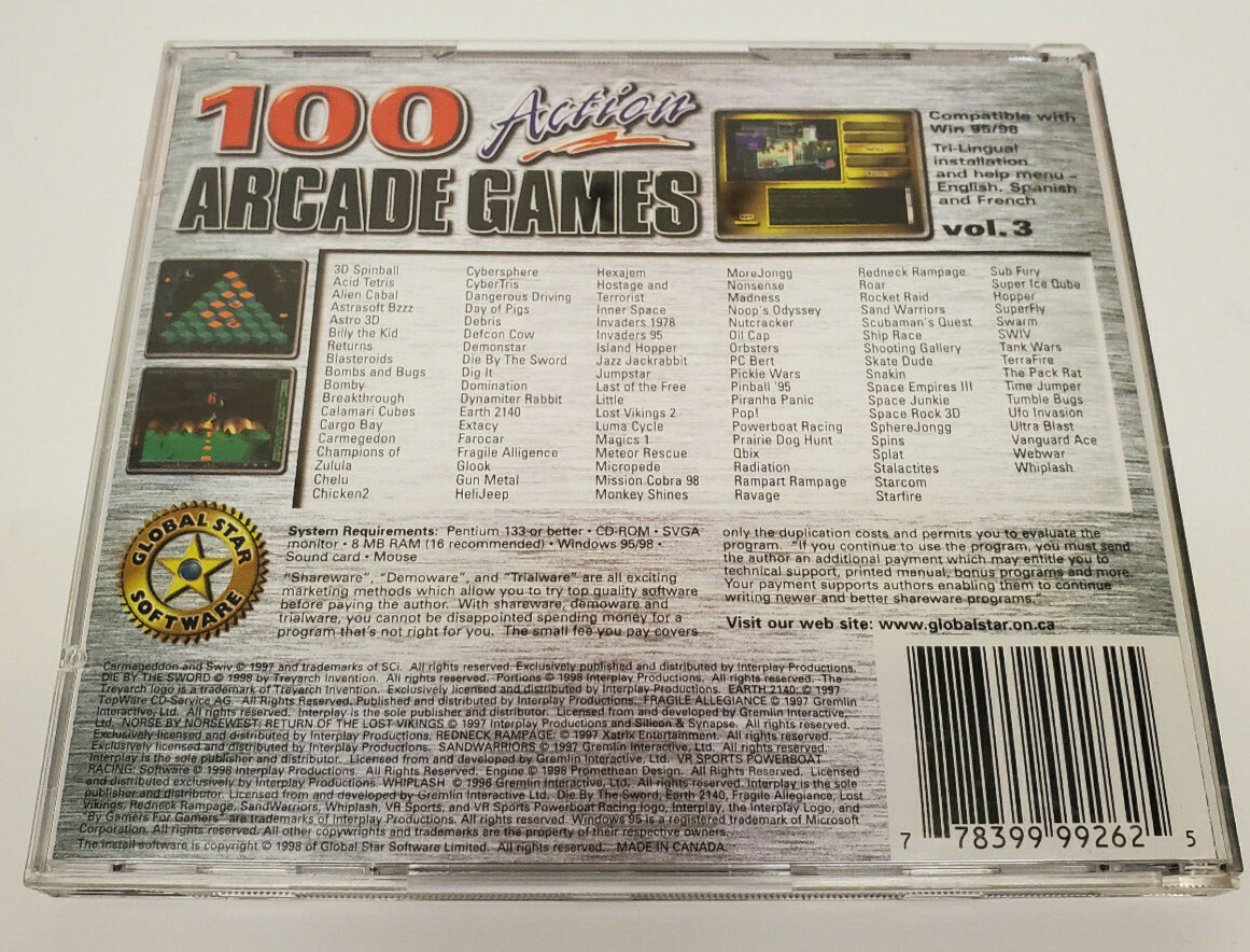 100 Action Arcade Games: Vol. 3 (PC, 1999) for sale online | eBay