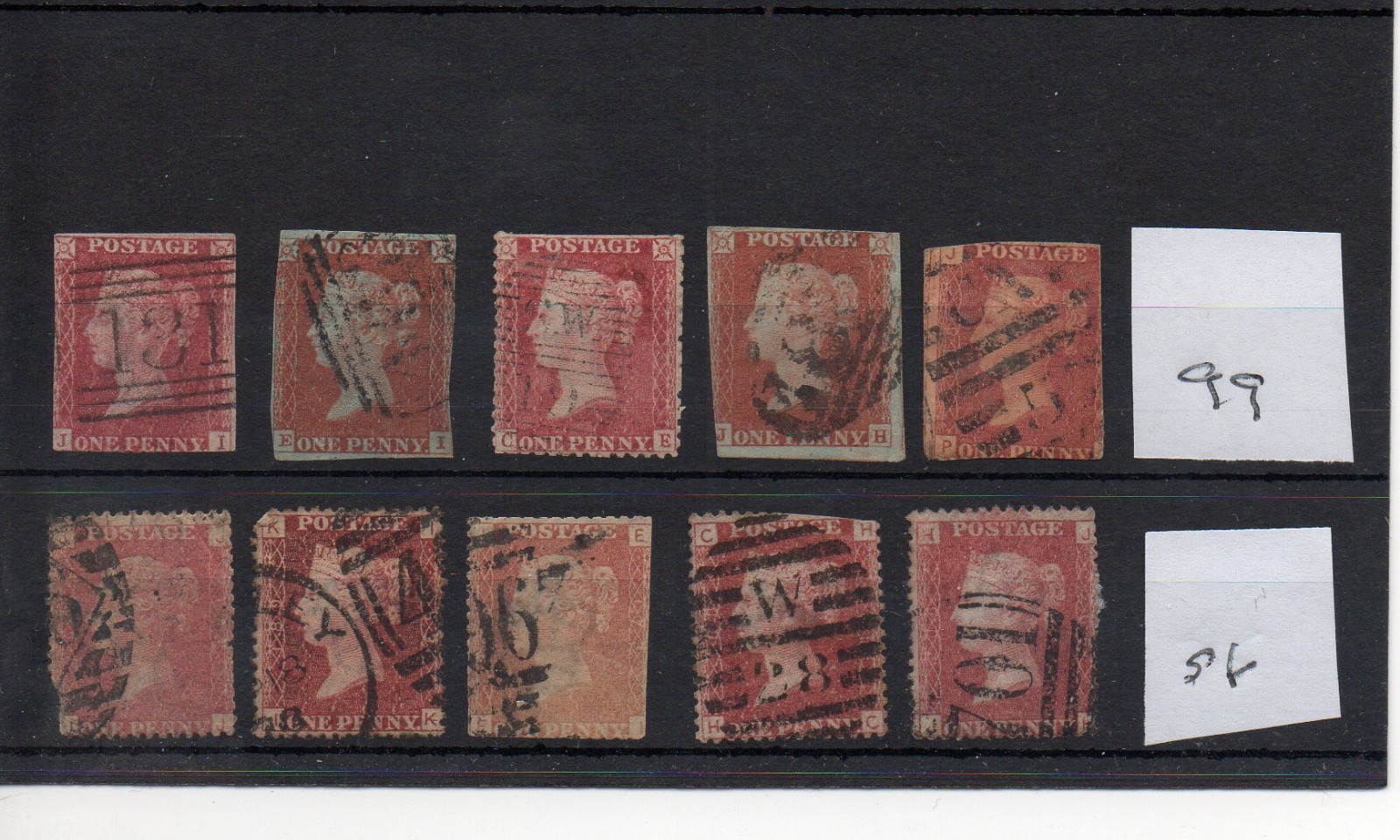 GB - Q. Victoria (A 99) - 1841/on - penny red/stars selection x 10 ...