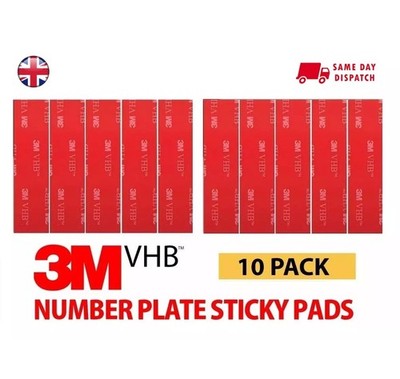 10X 3M VHB NUMBER PLATE SIZED PRE CUT DOUBLE SIDED ADHESIVE TAPE VERY ...