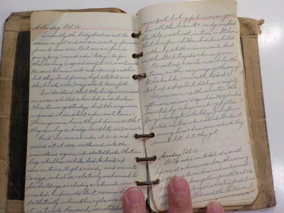 WW2 Diary 1943 Combat German Shelling 105th AAA AW Bn. Italy WW II War ...