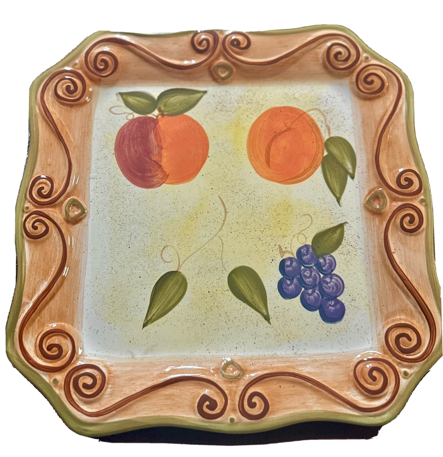 Tabletops Unlimited Medici Fruit Motif with Scrolls 11” Dinner Plate ...