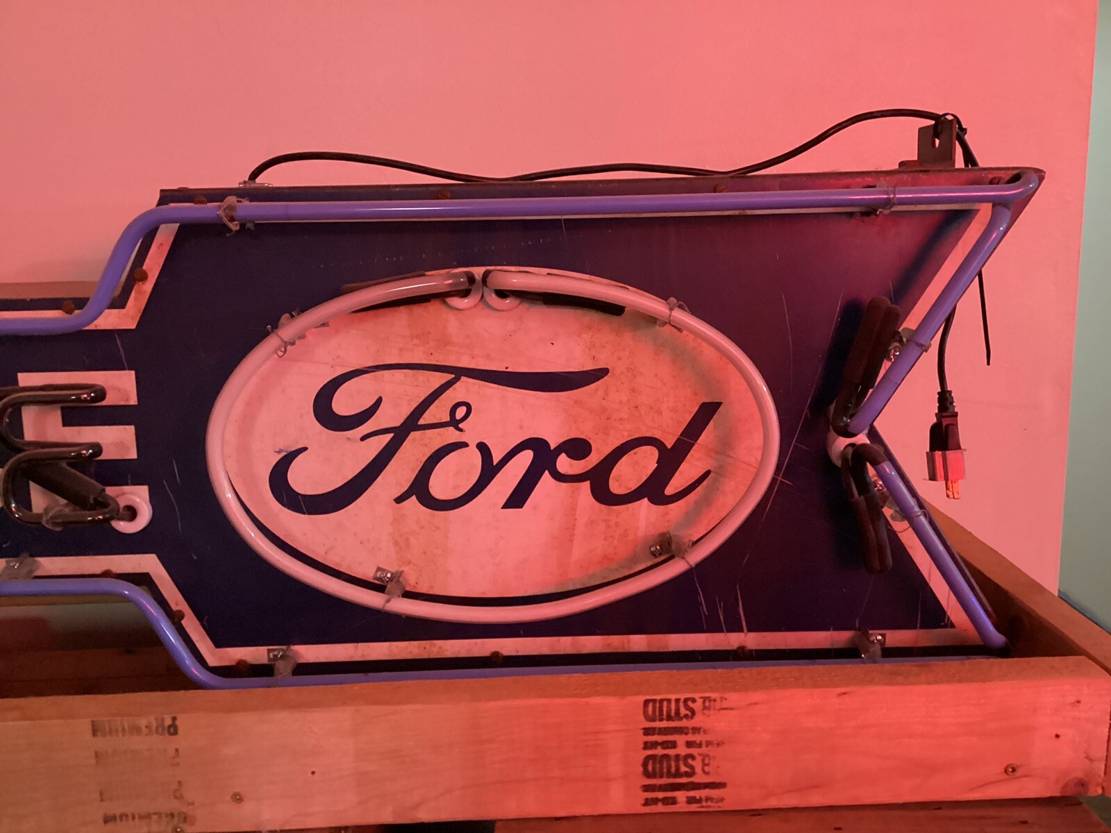 NEON double Sided FORD SERVICE Arrow 5’ vintage LooK man Cave SHOP CooL ...