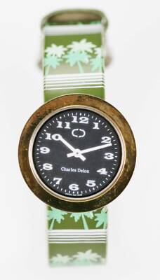 Charles Delon Watch Unisex Stainless Silver Gold Colorful Leather Gray ...