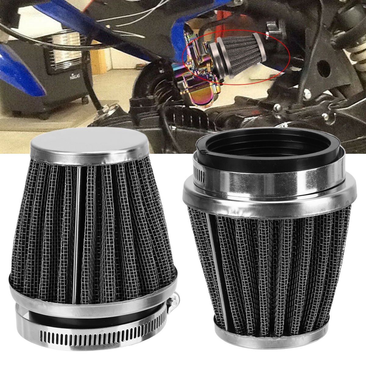 Yamaha Motorcycle Air Filters NIBBI 54mm Air Intake Filter Pod Cleaner