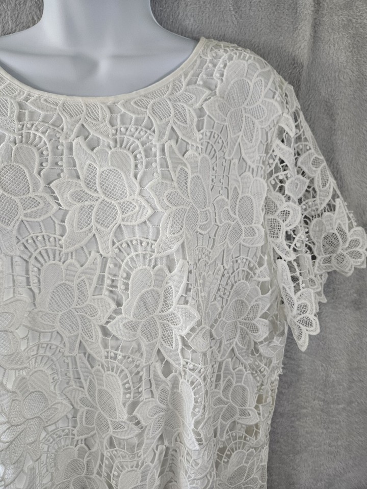 Philosophy Womens Top Size XXL White Lace Crochet Overlay Boho ...