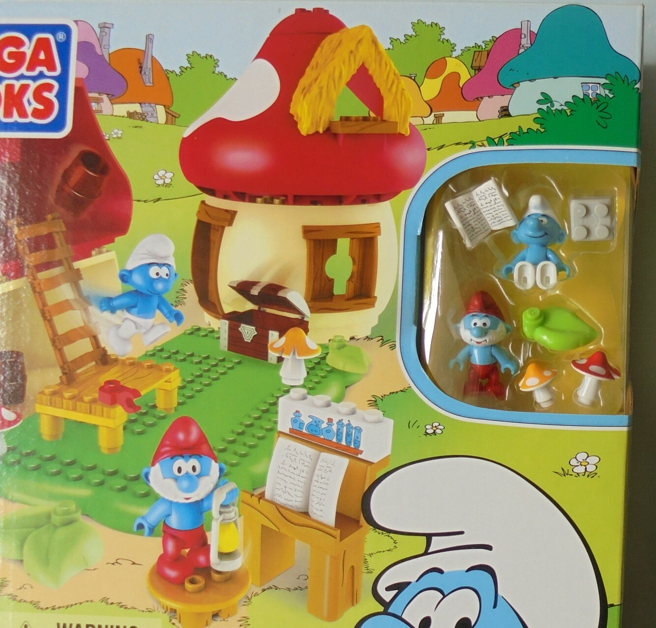 Mega+Bloks+Papa+Smurf+Figure+Mushroom+House+Building+Toys+10709+Smurfs+ ...