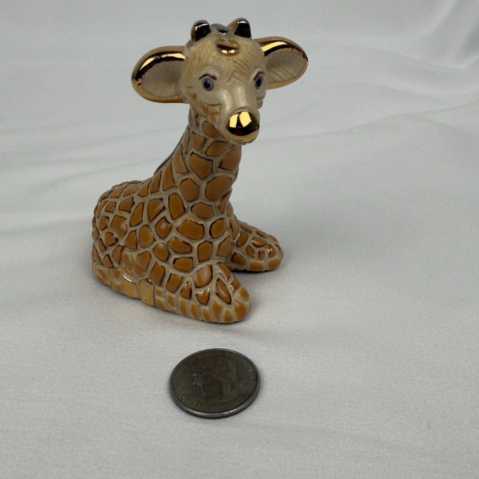Rinconada De Rosa Mini Giraffe Figurine Gold Accents Uruguay Signed 3.5 ...