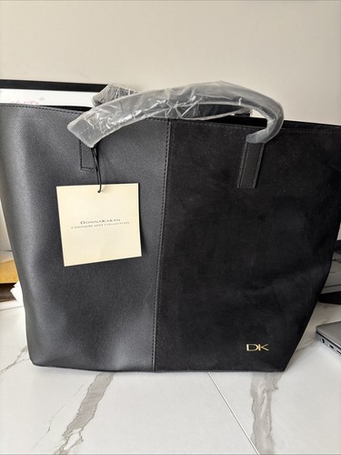 DONNA KARAN DK CASHMERE MIST COLLECTION Black Med/Large Tote Bag New ...