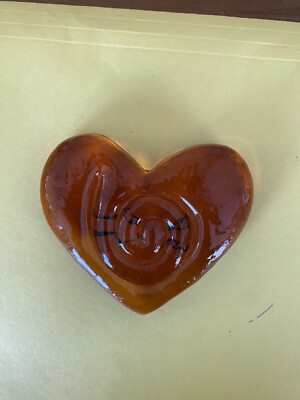 Kitras Art Glass Amber Heart | eBay