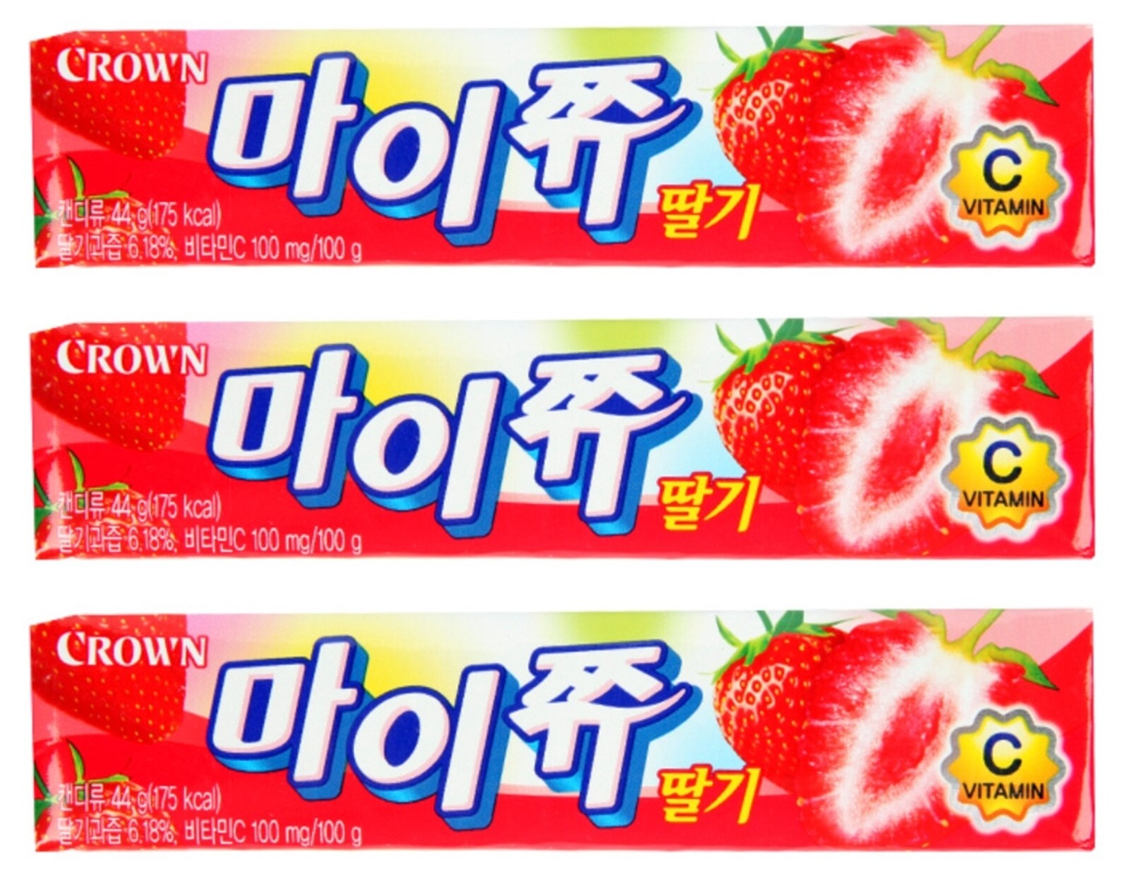 Korean Chewy Candy CROWN MYCHEW 132g (44g x 3pack) Strawberry Grape ...