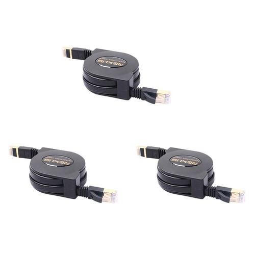 3X 5FT Cat7 RJ45 LAN Cable Adjustable Retractable Ethernet Cable ...