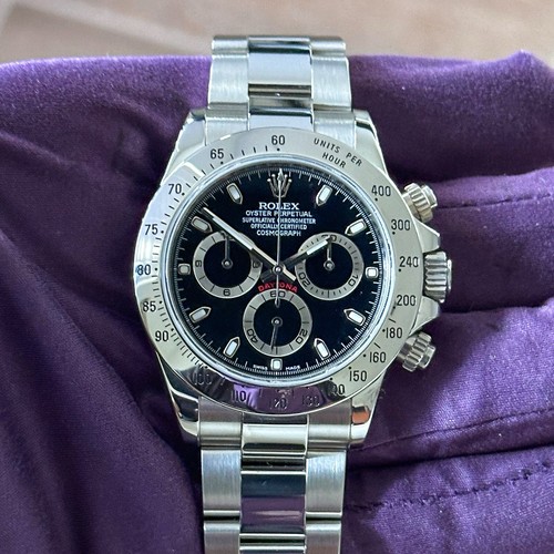 Rolex Daytona Cosmograph 116520 Oyster Bracelet Black Dial Complete Set ...