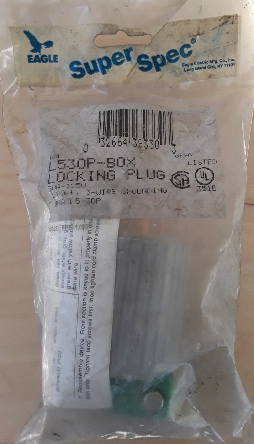 Eagle Super Spec Locking Plug L530P-BOX 30A 125V | eBay