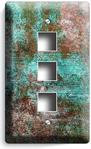 RUSTED BRONZE GREEN PATINA RUSTIC LOOK LIGHT SWITCH OUTLET WALL PLATE ...