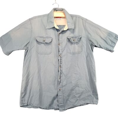 Wrangler Premium Quality Button-Up Shirt Mens Large Blue Chest Flap ...