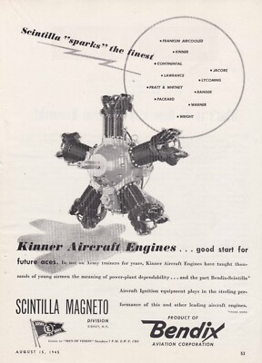 1945 Kinner Aircraft Engine Ad 10/23/2024hh | eBay