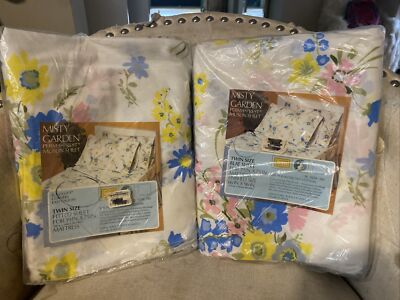 Vintage Sears Sheet Set Misty Garden White Floral Twin Fitted & Flat ...