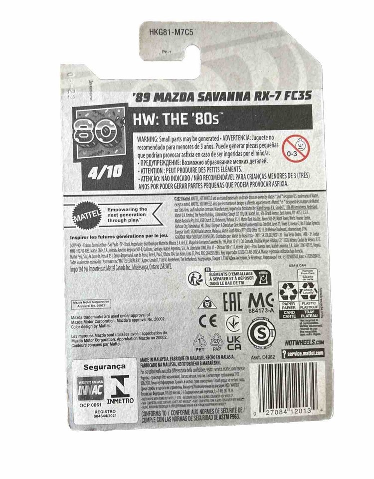 Hot Wheels '89 Mazda Savanna RX-7 FC35 (Green) HW The '80s 4/10 #51 ...