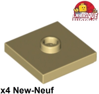Lego 4x Plate Modified plaque lisse 2x2 Groove 1 stud center beige/tan ...