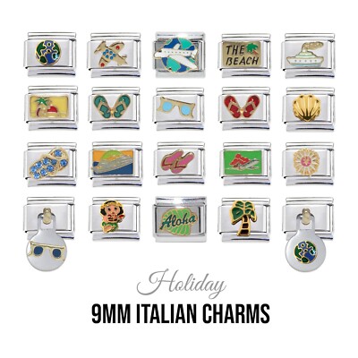 Holiday and travel 9mm Italian Charm - Fits classic Italian charm ...