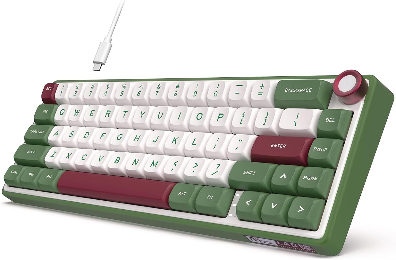 RK ROYAL KLUDGE R65 Wired Gaming Keyboard Hot-Swappable Cream Switch, Green