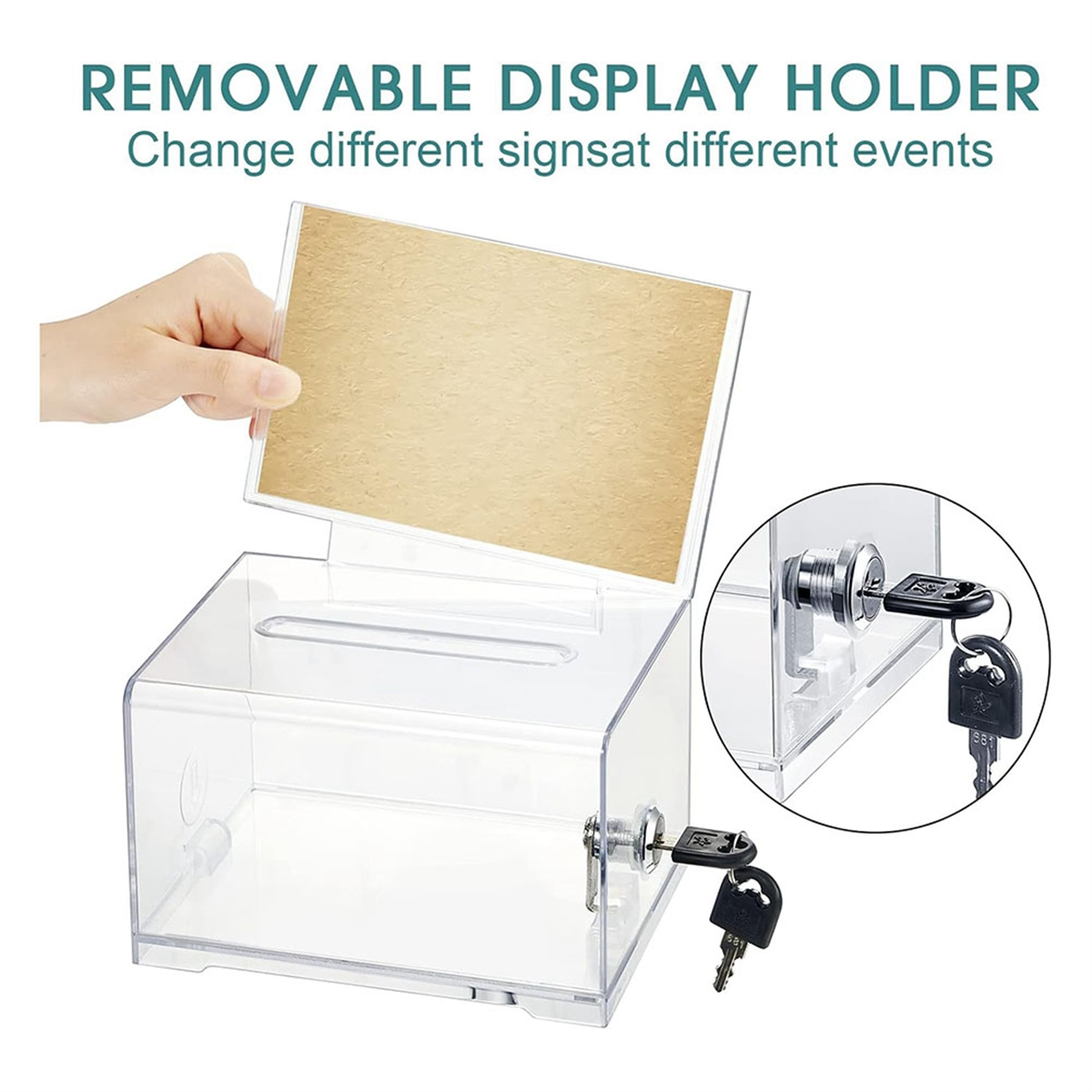 1 Pack Acrylic Donation Box with Lock, Clear Ballot Box with Sign ...