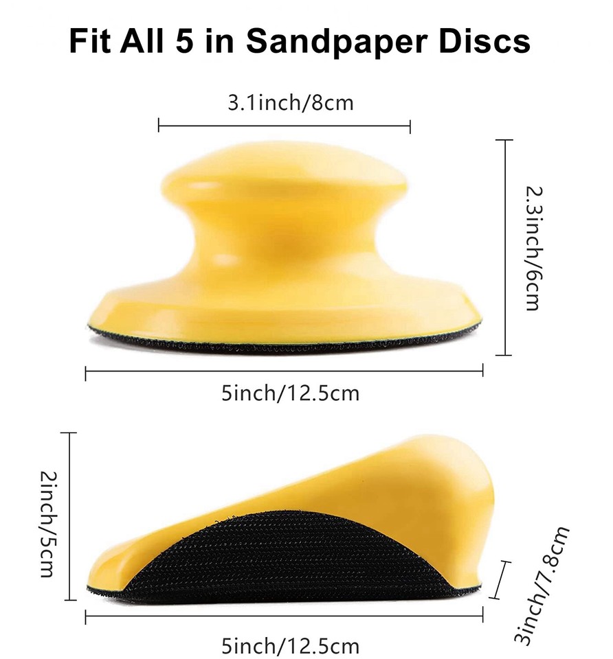 5inch Mouse Round Foam Hand Sander Sanding Blocks Pads Hook Loop ...