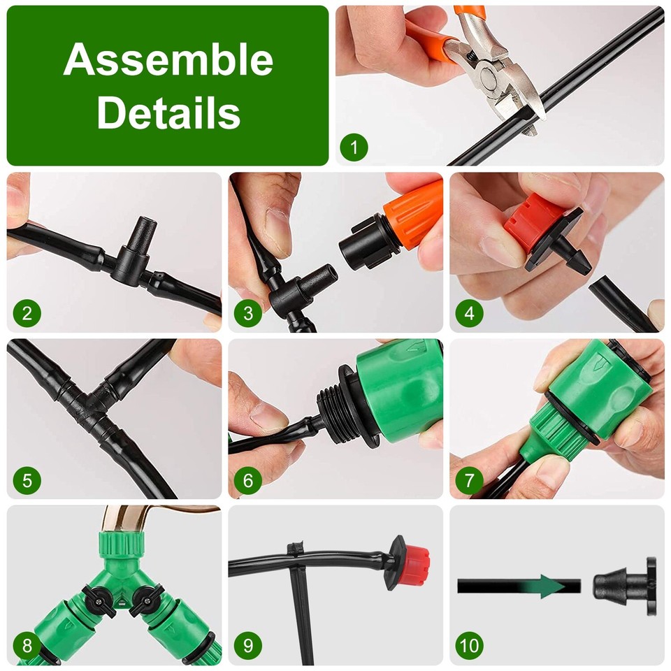 164FT Automatic Garden Plant Watering Drip Kit Drip Irrigation w ...