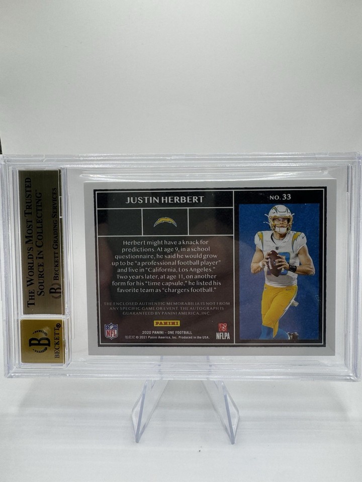 2020 Panini One Justin Herbert Dual Patch Auto /25 BGS 9.5 / 10 RC ...