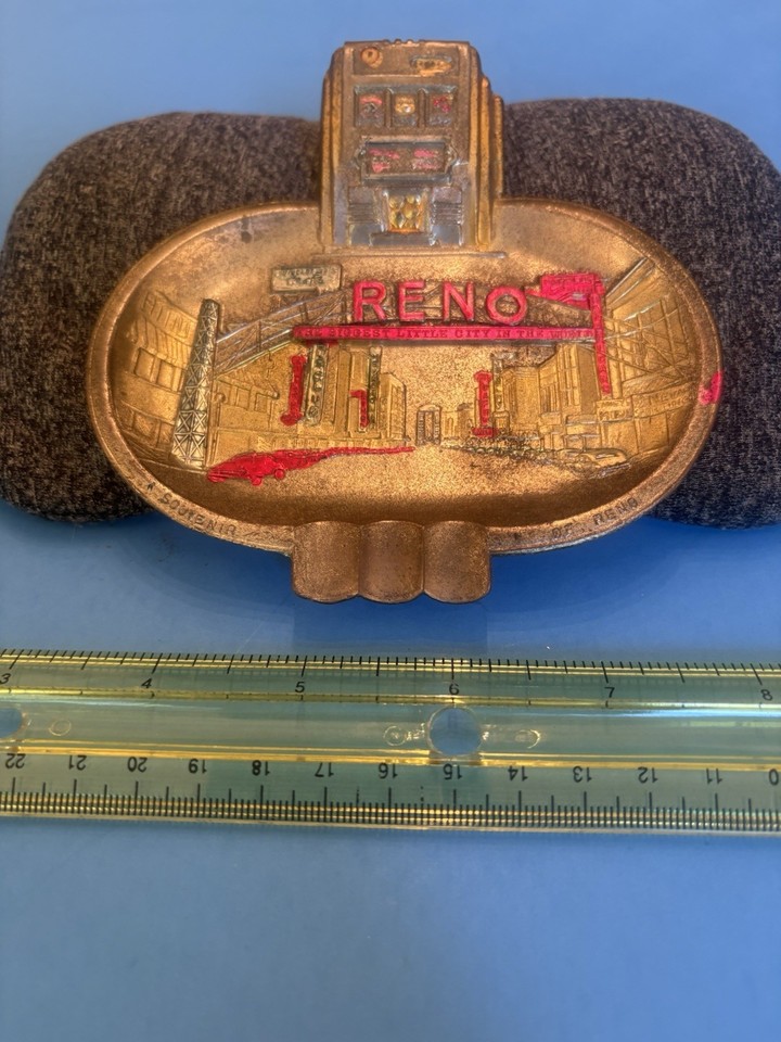 Vintage Rare Reno Metal Ashtray With Raised Slot Machine 1950S Marked ...
