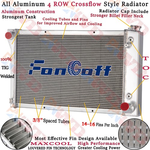 4 Row Aluminum Radiator For 1967-1972 Chevy C/K Series C10 C20 C30 K10 ...