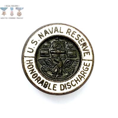 WWII US NAVAL RESERVE HONORABLE DISCHARGE LAPEL BUTTON PIN NAVY WW2 BIN ...