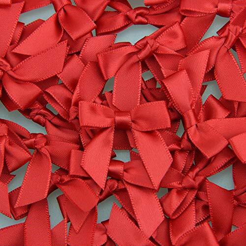 50pcs Boutique 1.5" Red Satin Ribbon Mini Bows for Craft Sewing ...