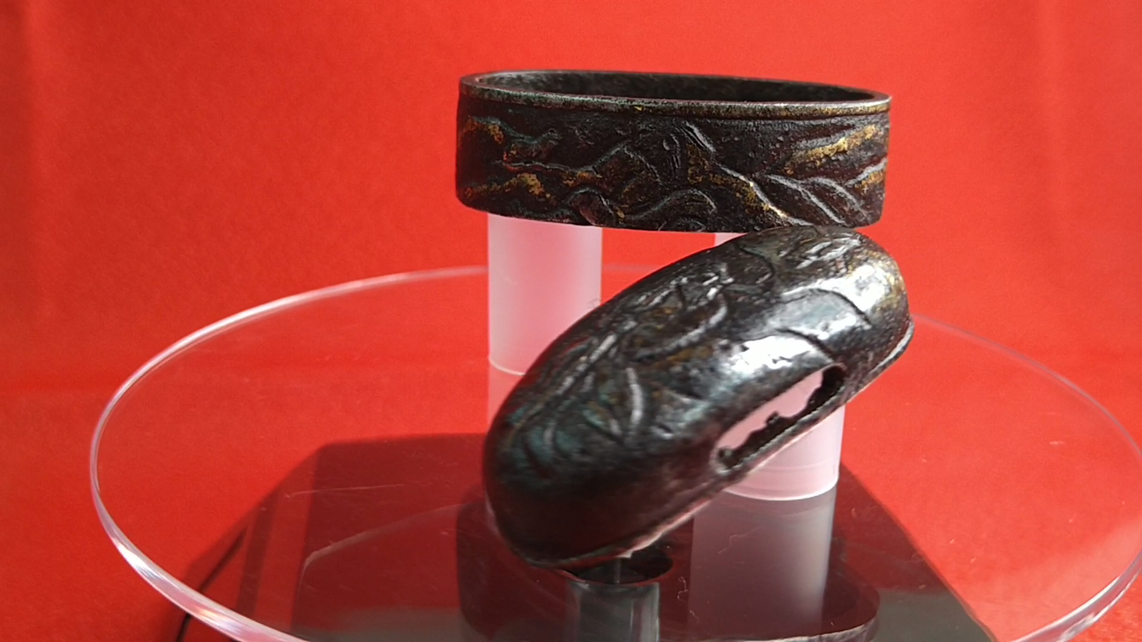 Fuchi & Kashira Silver Hermit-designed Antique SAMURAI Sword Parts ...