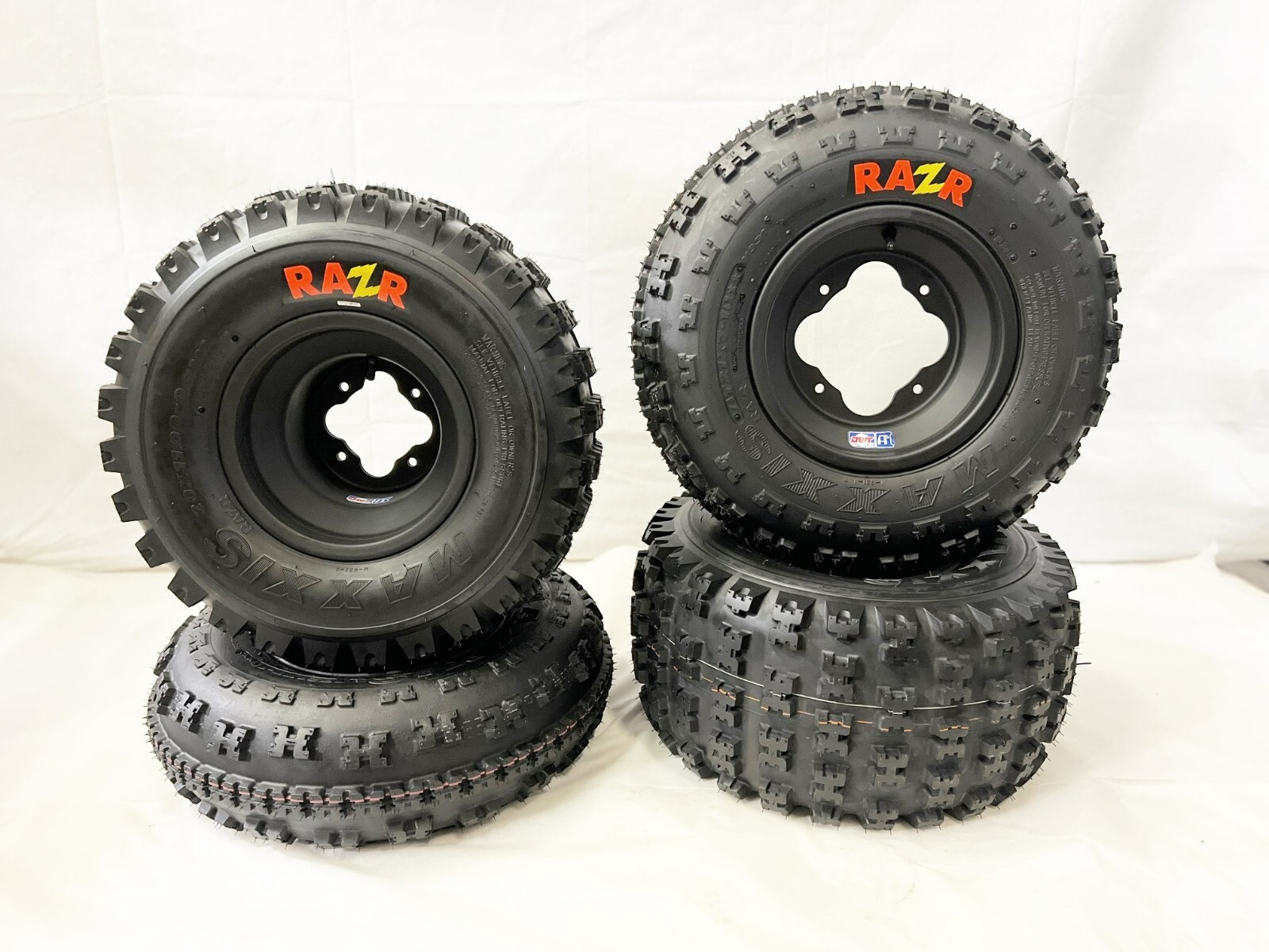 DWT A5 Black Front Rear Rims Maxxis Razr Tires YFZ450 Raptor 700 ...