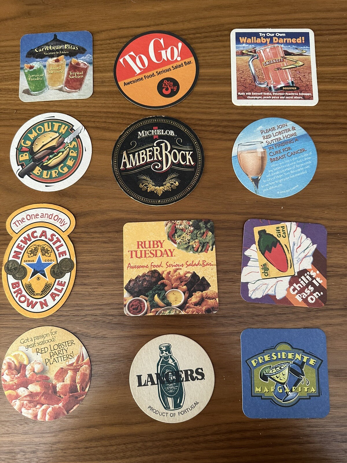 Lot Of 12 Vintage BEER Restaurant Coasters Michelin Red Lobster ...
