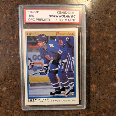 1990-91 O-PEE-CHEE PREMIER #86 OWEN NOLAN RC KSA 10 GEM MINT Rookie OPC ...