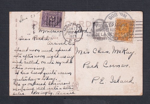 CANADA 1927 2C POSTAGE DUE ON ‘VICTORIA SQUARE’ POSTCARD MONTREAL ...