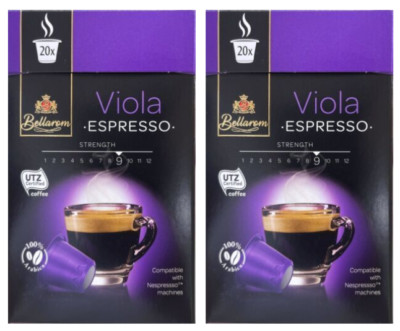 Bellarom Espresso Pods Viola Nespresso Compatible 2 Boxes x 20 Capsules ...