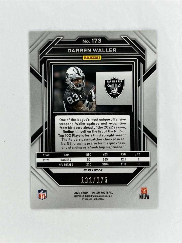 2022 Panini Prizm Darren Waller #173 Hyper Green Yellow /175 Raiders | eBay