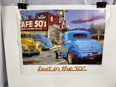 Kent Bash Cafe 50s Lost In 50s Automobile Americana Art Poster | eBay
