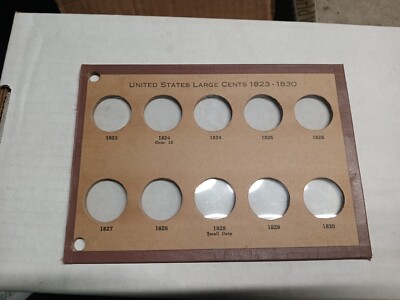 Empty Vintage Nat'l Coin Album Page US Large Cents No.354F by Wayte ...