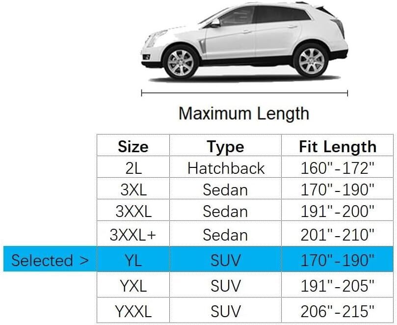 Full SUV Car Cover for 170-190 Inch Vehicles, Waterproof,All-Weather ...