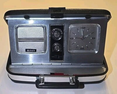 Vintage Sloan Model No.2356 Travel Clock & Radio in Travel Case Black ...