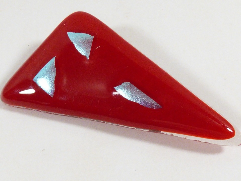 VTG Mid Century Red & Iridescent Art Glass Triangle shape Pin Brooch | eBay
