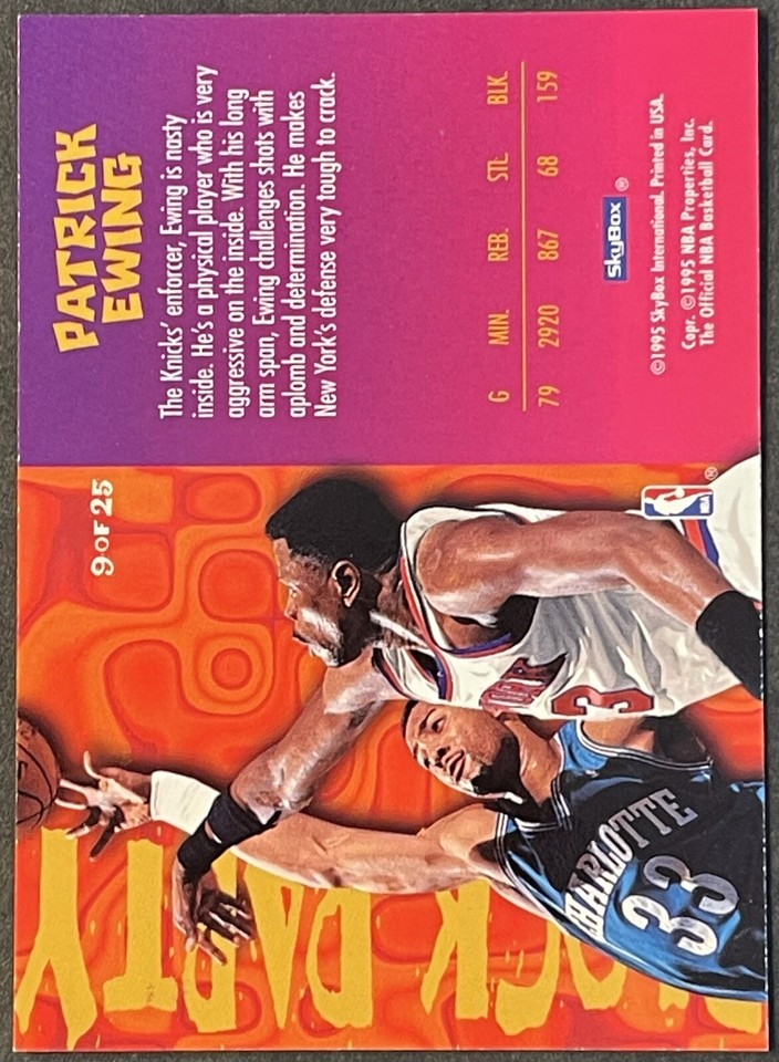 1995-96 Skybox NBA Hoops BLOCK PARTY Patrick Ewing #9 | eBay