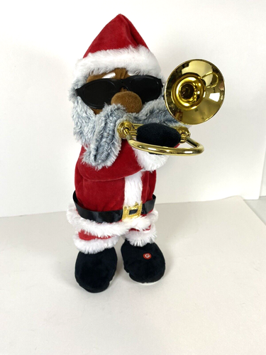 Gemmy African American Santa Claus Playing Trombone New 12" tall | eBay