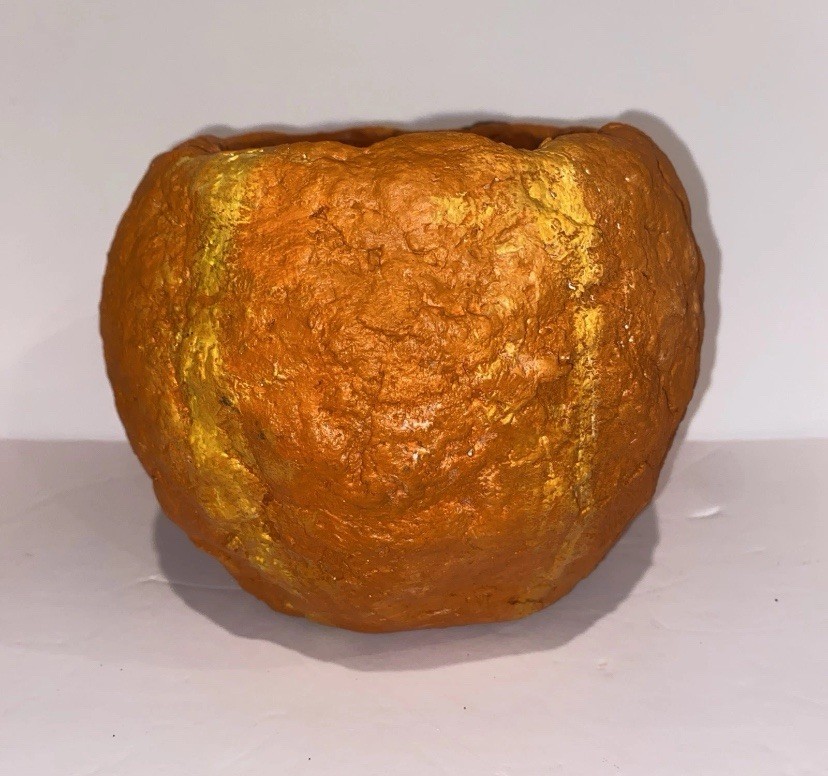 Paper Mache Pumpkin Retro Style Handmade/painted Orange With Face | eBay UK